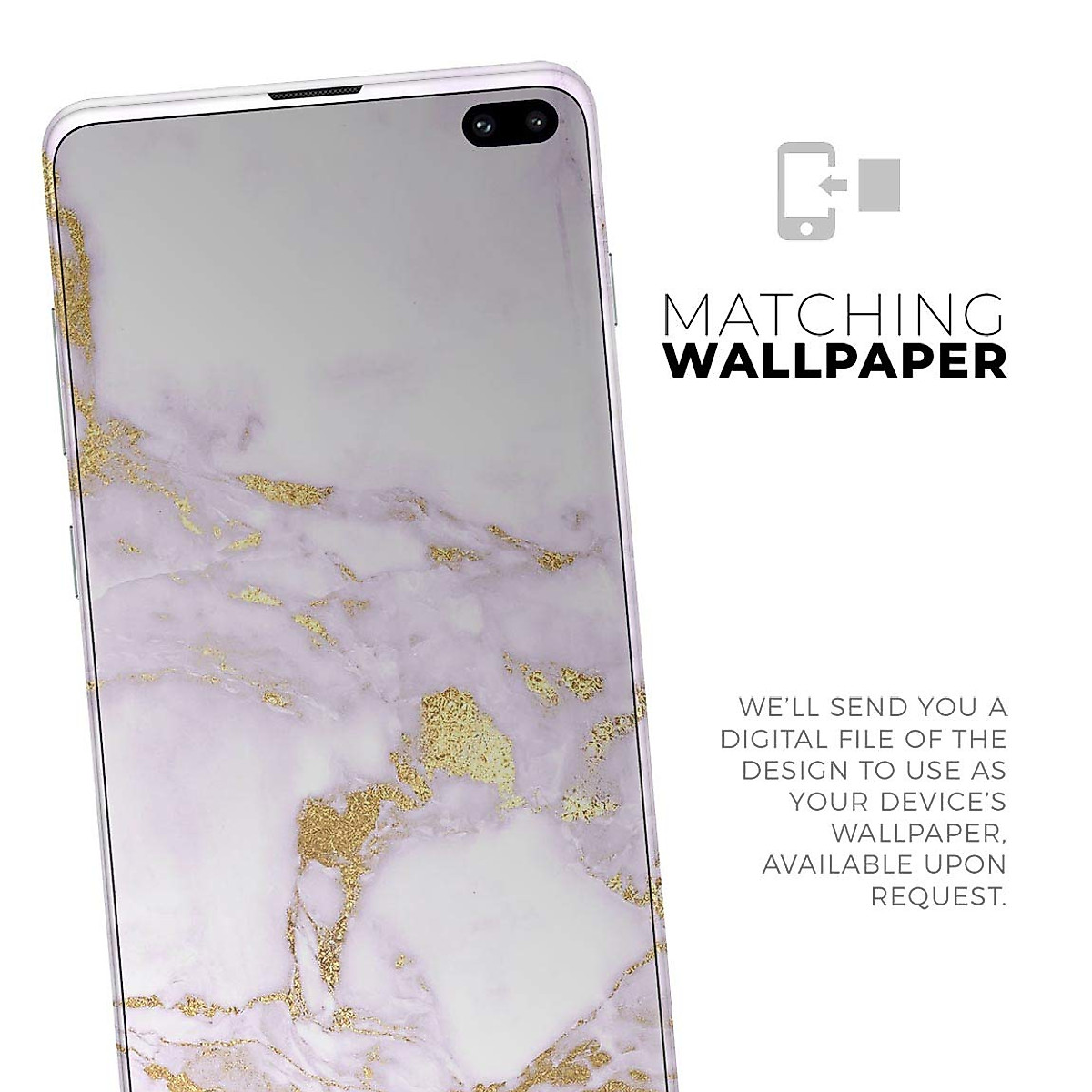 DesignSkinz Purple Marble & Digital Gold Foil V8 Protective Vinyl Decal Wrap Skin Cover Compatible with The Samsung Galaxy S20 (Screen Trim & Back Glass Skin)