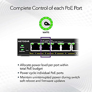 NETGEAR 8 Port PoE Gigabit Ethernet Easy Smart Managed Essentials Switch (GS308EP) - with 8 x PoE+ @ 62W, Desktop or Wall Mount