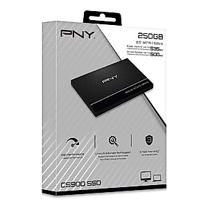PNY CS900 250GB 3D NAND 2.5" SATA III Internal Solid State Drive (SSD) - (SSD7CS900-250-RB)