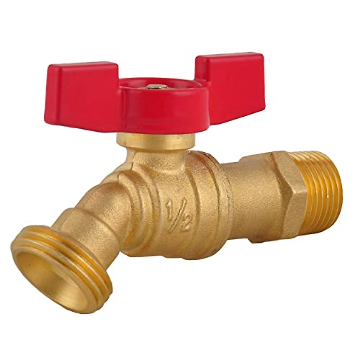 Male Hose Bibb 1/2" MIP X 3/4" MHT with 1/4 Turn Shut Off with T-Handle (2-Pack)