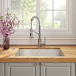 KRAUS 24-inch 18 Gauge Pax Laundry and Utility Sink Combo Set with Bolden 18-inch Kitchen Faucet and Soap Dispenser, Chrome KHU24L-1610-53CH