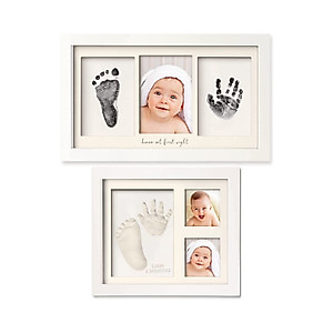 KeaBabies Inkless Baby Hand And Footprint Kit Frame and Baby Hand and Footprint Kit - Personalized Baby Picture Frame for Newborn - Baby Footprint Kit