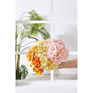 KISLOHUM Artificial Hydrangea Flowers Blush Heads 10 Fake Hydrangea Silk Flowers for Wedding Centerpieces Bouquets DIY Floral Decor Home Decoration with Stems.