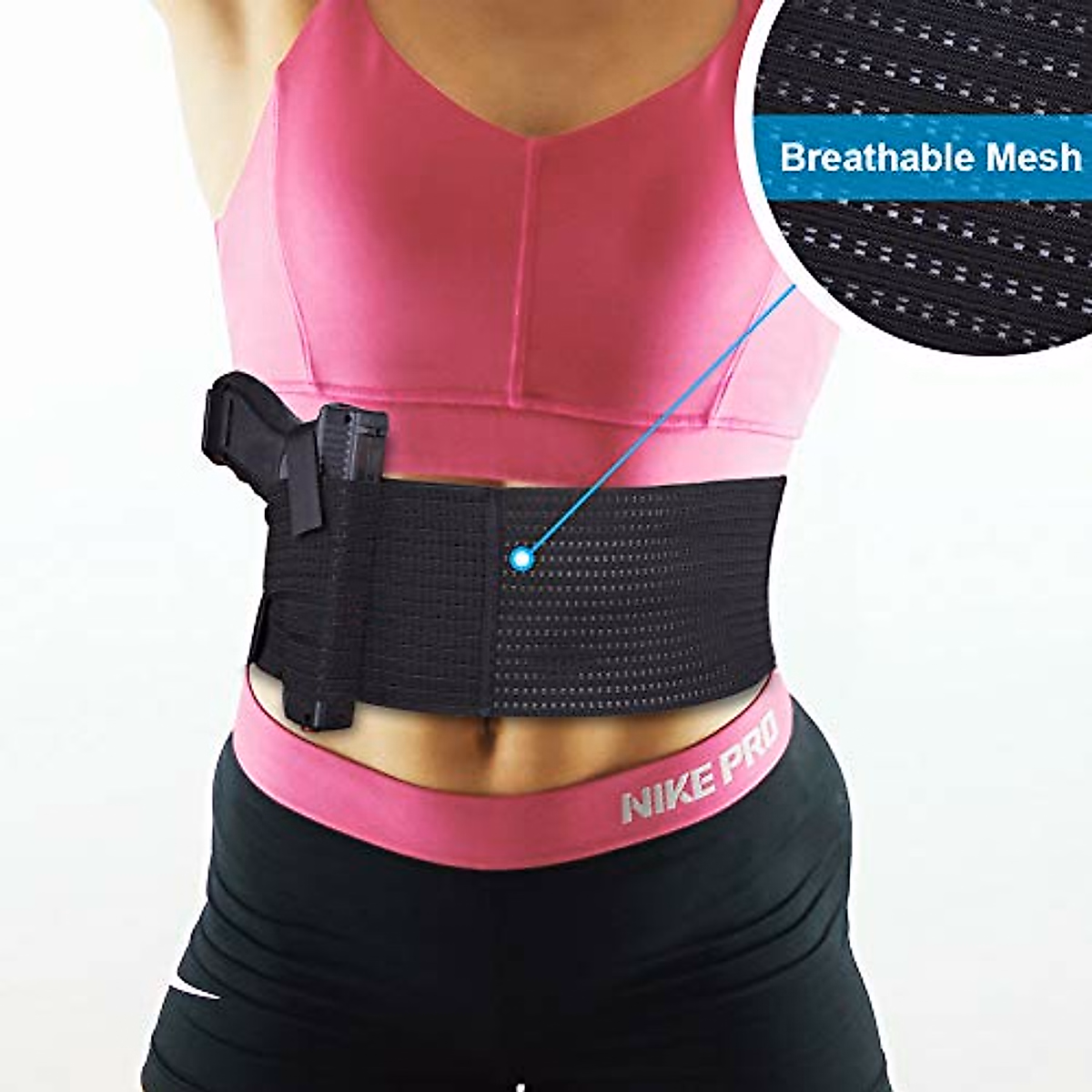 Accmor Belly Band Holster for Concealed Carry, Elastic Breathable Waistband Gun Holster for Women Men, Right and Left Hand Draw