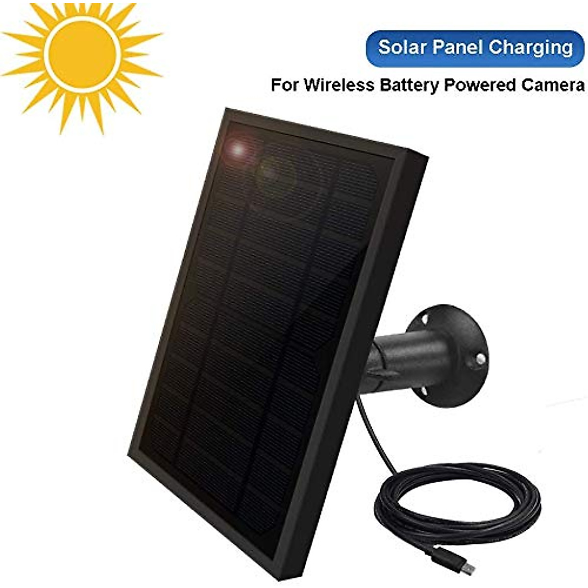 5W Solar Panel for Wireless Outdoor Security Camera, Continuously Power for Rechargeable Battery Camera,IP65 Waterproof Metal Shell, 5V USB Solar Panel with Micro USB Port (Solar Panel)