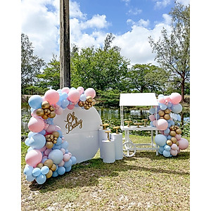 DIY Gender Reveal Balloons Arch Pink And Blue Gender Reveal Balloons Garland Kit With Metallic Gold Balloons Gender Reveal Decorations For He or She Boy or Girl Party Supplies Gender Reveal Balloons