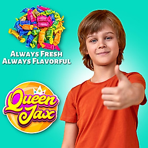Fruit Chews - 1 Pound Bag - Assorted Candy - Chewy, Fruity and Delicious - Cherry, Lemon, Lime, Orange and Vanilla - QUEEN JAX - Individually Wrapped Candy - Fresh, Mouth Watering and Scrumptious Bulk Candy Bag - Buy In Bulk and Save!