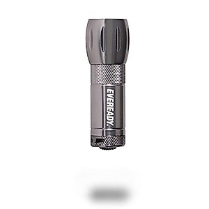 Eveready Compact LED Metal Flashlight​​​​ Water Resistant, Includes 3 Super Heavy Duty AAA Batteries, 21 Lumens , Black