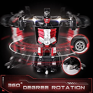 KULARIWORLD Remote Control Transform Car Robot 2.4Ghz 1:18 Rechargeable RC Car Toys for Kids One Button Deformation 360 Degree Rotating Drifting Christmas Birthday Gifts for Boys and Girls 3-12