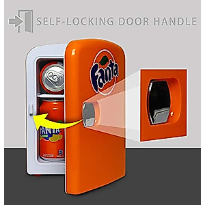 Coca-Cola Fanta FA04 4 Liter/4.2 Quarts 6 Can Portable Mini Cooler/Fridge for Food, Beverages, Orange