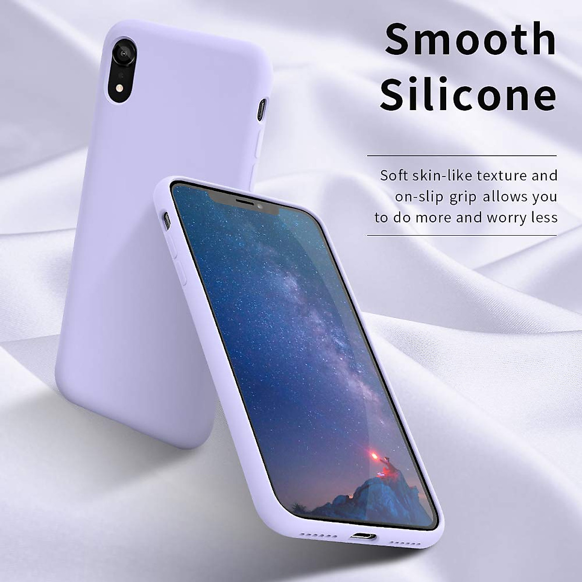 MCUCA iPhone XR Case，Ultra-Thin Shockproof Silky-Soft Touch Microfiber Lining Premium Soft Silicone Rubber Full Body Protection Case Cover for Apple iPhone XR (Light Purple)