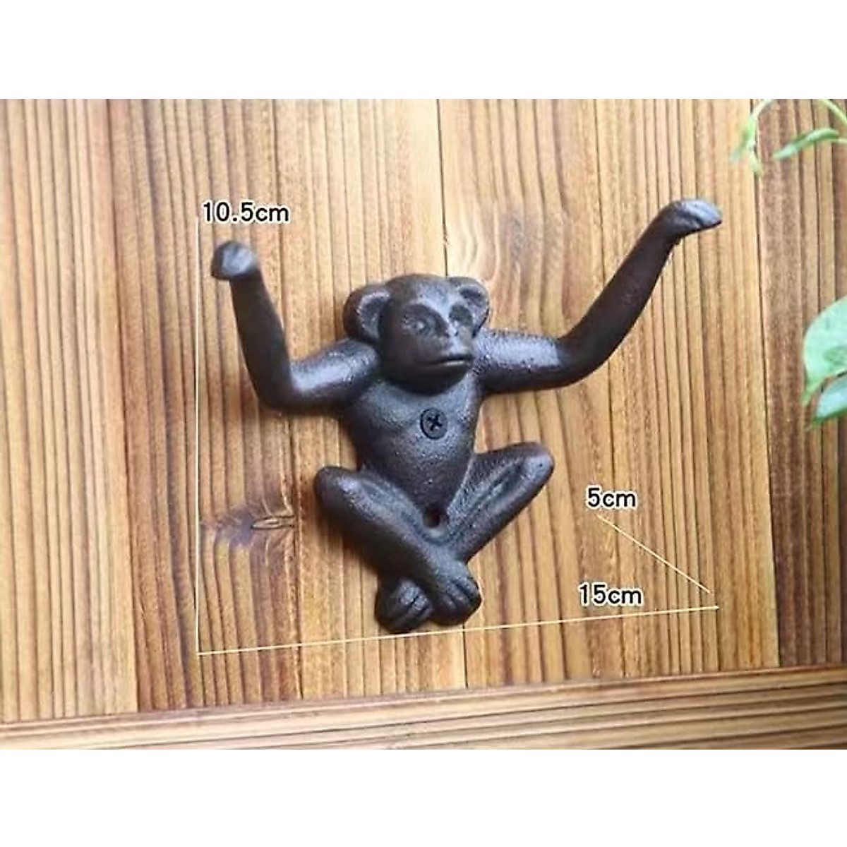 VERENIX Cast Iron Decorative Wall Hook Animal Shaped Wall Art Mount Coat Rack Hooks Wall Mounted Hook Coat Hanger Heavy Duty Hooks for Hat, Key, Coats (Monkey)