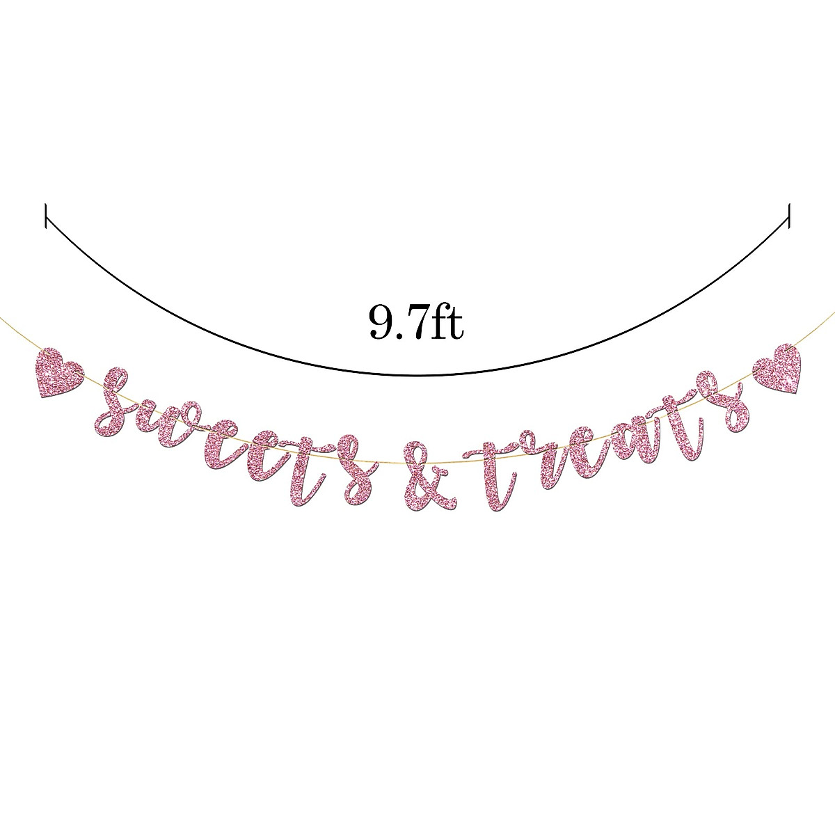 Talorine Sweets & Treats Banner, Bridal Shower, Engaged, Wedding Anniversary, Children Birthday Party Decorations (Pink Glitter)