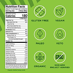 Manitoba Harvest Organic Hemp Seeds, 5 lb, 10g Plant Based Protein and 12g Omega 3 & 6 per Srv, smoothies, yogurt & salad, Non-GMO, Vegan, Keto, Paleo, Gluten Free