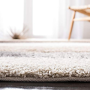 SAFAVIEH Florida Shag Collection 4' x 6' Ivory/Grey SG475 Abstract Non-Shedding Living Room Bedroom Dining Room Entryway Plush 1.2-inch Thick Area Rug