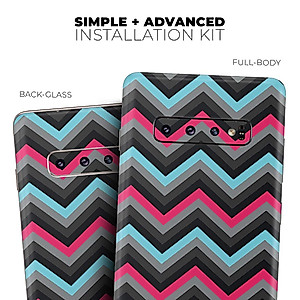 DesignSkinz Sharp Pink & Teal Chevron Pattern Protective Vinyl Decal Wrap Skin Cover Compatible with The Samsung Galaxy S20 (Screen Trim & Back Glass Skin)