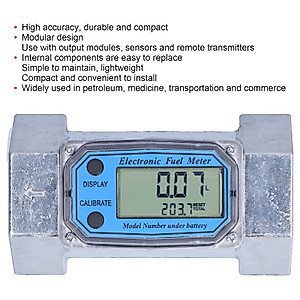 Turbine Flow Meter, 2in Digital LCD Display Flowmeter, 2.3V‑3.3V LLW‑50 Electronic Digital Flow Meter for Diesel Fuel Liquid Water Gas Oil