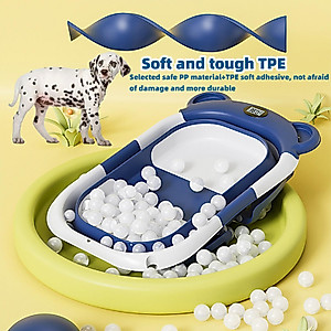 Foldable dog pet Bathtub.26.3x16.5x8.3 portable bathtub for Puppy,dog tub with thermometer and soft mat(Blue)