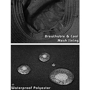 DOCILA Black Bucket Hat for Men Women Waterproof Rain Hats Packable Summer Fishing Golf Sun Caps Quick Dry Fisherman Hats Sombrero