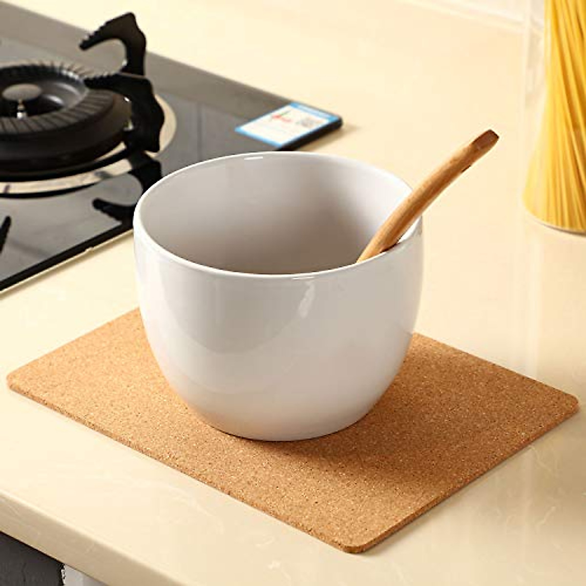 Cork Coasters Square Cork Large Coasters Pads Backing Sheets for Kitchen Restaurant Home Bar Cafe Wedding Supplies (11 x 8 Inch, 4 Pieces)