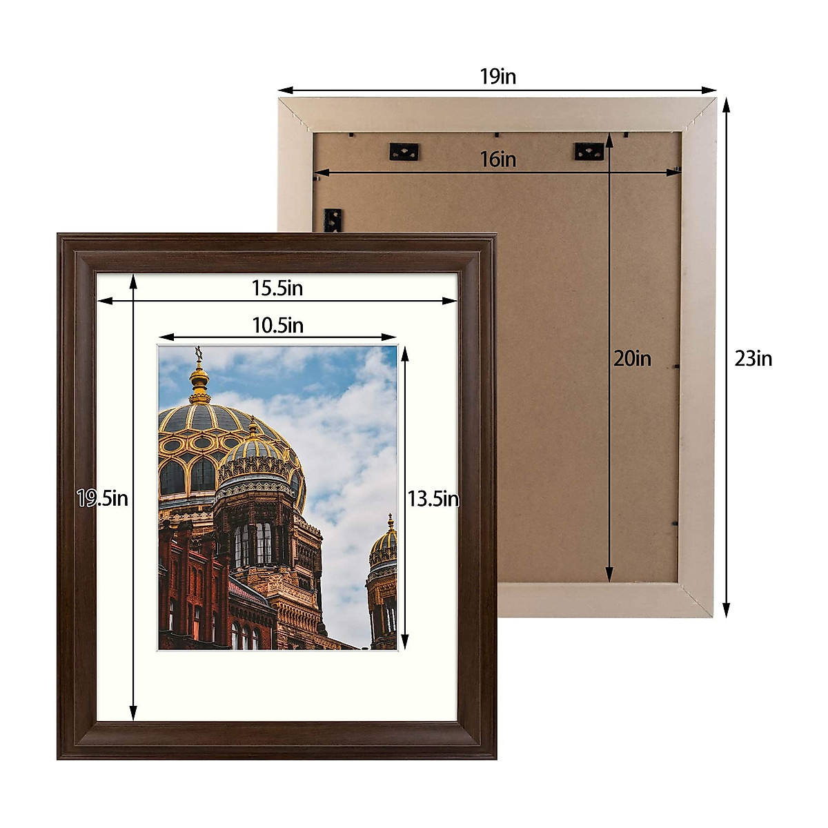 Golden State Art, 16x20 Photo Frame with 11x14 Ivory Picture Mat and Real Glass - 1.8-inch Width (Brown)