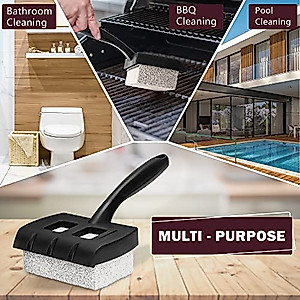 RadStar BBQ Grill Cleaning Blocks - 4 pcs with Handle. Great Grill Brush and Scraper for Grill Cleaning Made from Pumice Stone and is Bristle Free. Clean Grill Griddle and cast Iron