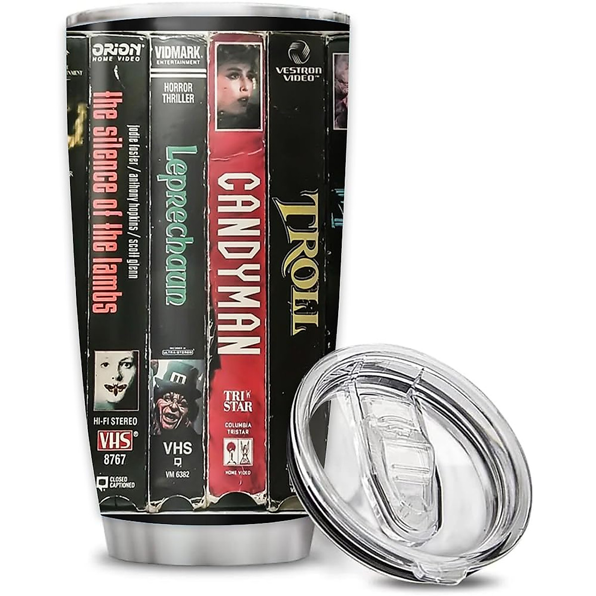 Campfami Nostalgic Retro Style VHS Case Horror Movies Tumbler - Classic Film Halloween Cup, 20oz 30oz Travel Coffee Mug - Gifts for Adults Men Women
