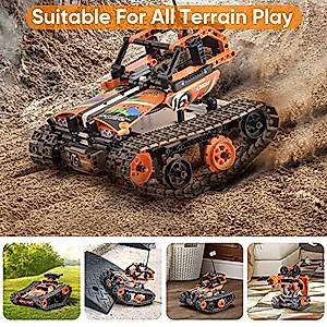 OASO Remote Control STEM Building Kit for Boys 8-12, 392 Pcs Science Learning Educational Building Blocks for Kids, 3 in 1 Tracked Racer RC Car/Tank/Robot Toys Gift Sets for Boys Girls