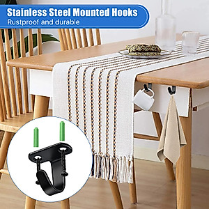 Elesunory 50 Pack Stainless Steel Under Shelf Hooks, Screw Mounted Ceiling Hooks, Under-Shelf Towel/Robe Clothes Hook, Heavy Duty Black Ceiling Hooks for Bathroom Kitchen Cabinet Garage