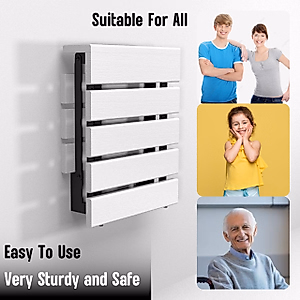 Folding Wall Mounted Teak Wood Handmade Shower Seat, Inside Shower Bathroom Stool for Seniors Disabled Pregnant Handicapped, Foldable Water Resistant Outdoor Bench (White)