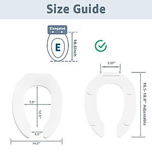 Commercial Toilet Seat Front Open, Toilet Seat Public 18.5 Inch Elongated Toilet Seat for Church, School, Hospital, Office,Heavy Duty Toilet Lid Common(White)