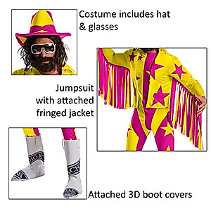Rubies Men's Adult Deluxe Macho Man Randy Savage Adult Costume, As Shown, Standard