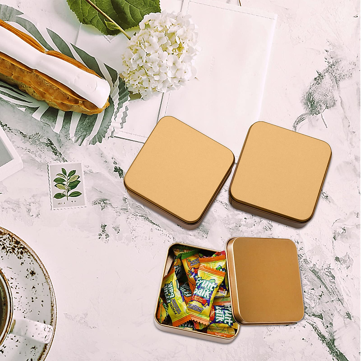 Peohud 20 Pack Tin Boxes with Lids, Empty Metal Tins, Portable Storage Metal Tin Container Organizer for Cookie, Candy, Treats, Gifts, Favors and Crafts