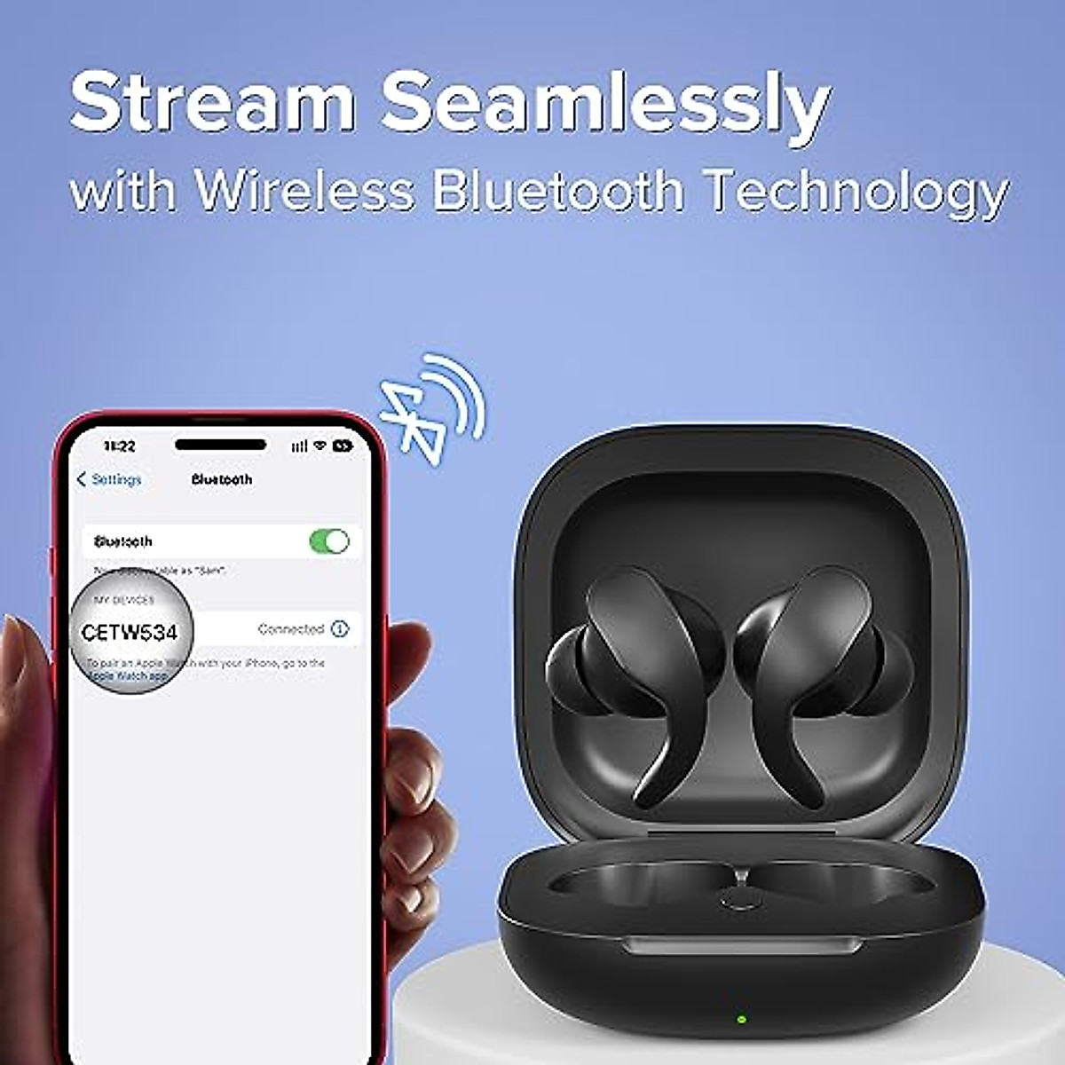 Coby Sports True Wireless Earbuds w/Secure-Fit Ear Tips | in-Ear Headphones Up to 12 Hours Play | Sweat-Resistant | Noise-Isolating | in-Ear Earbuds | Sports Earbuds, Bluetooth Earbuds (Black)