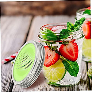 DOITOOL 2pcs Mason Jar Lids Canning Kit Jar Sprouter Lids Sprouting Jar Strainer Lids Sprouting Strainer Screen Sprout Maker for Home Sprouting Lid Sprouting Jar Lids Green Glass Bottle