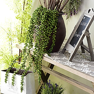 3 Pcs String of Pearls Plant Artificial Hanging Succulents Plants for Home Garden Decor (Pots Not Included) (Dark Green)