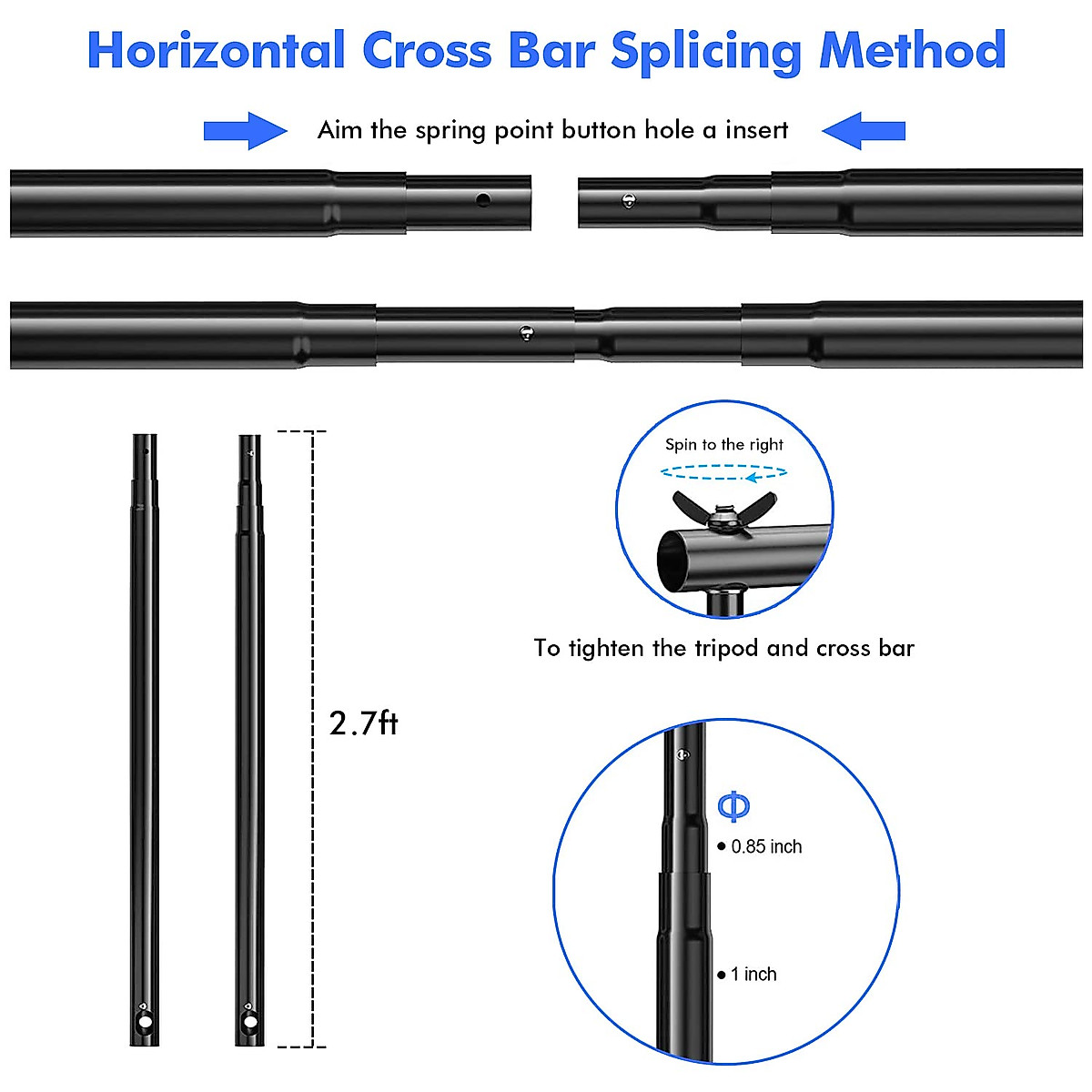 SLOW DOLPHIN 10x 8.5 ft Photo Backdrop Stand, Adjustable Photography Background Support System Stand for Photo Video Studio with Carrying Bag, Clips, Clamps