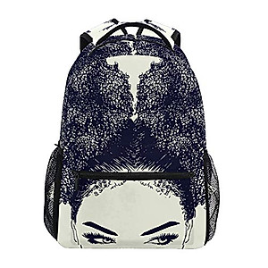 ALAZA African American Woman With Curly Hair Large Backpack Personalized Laptop iPad Tablet Travel School Bag with Multiple Pockets