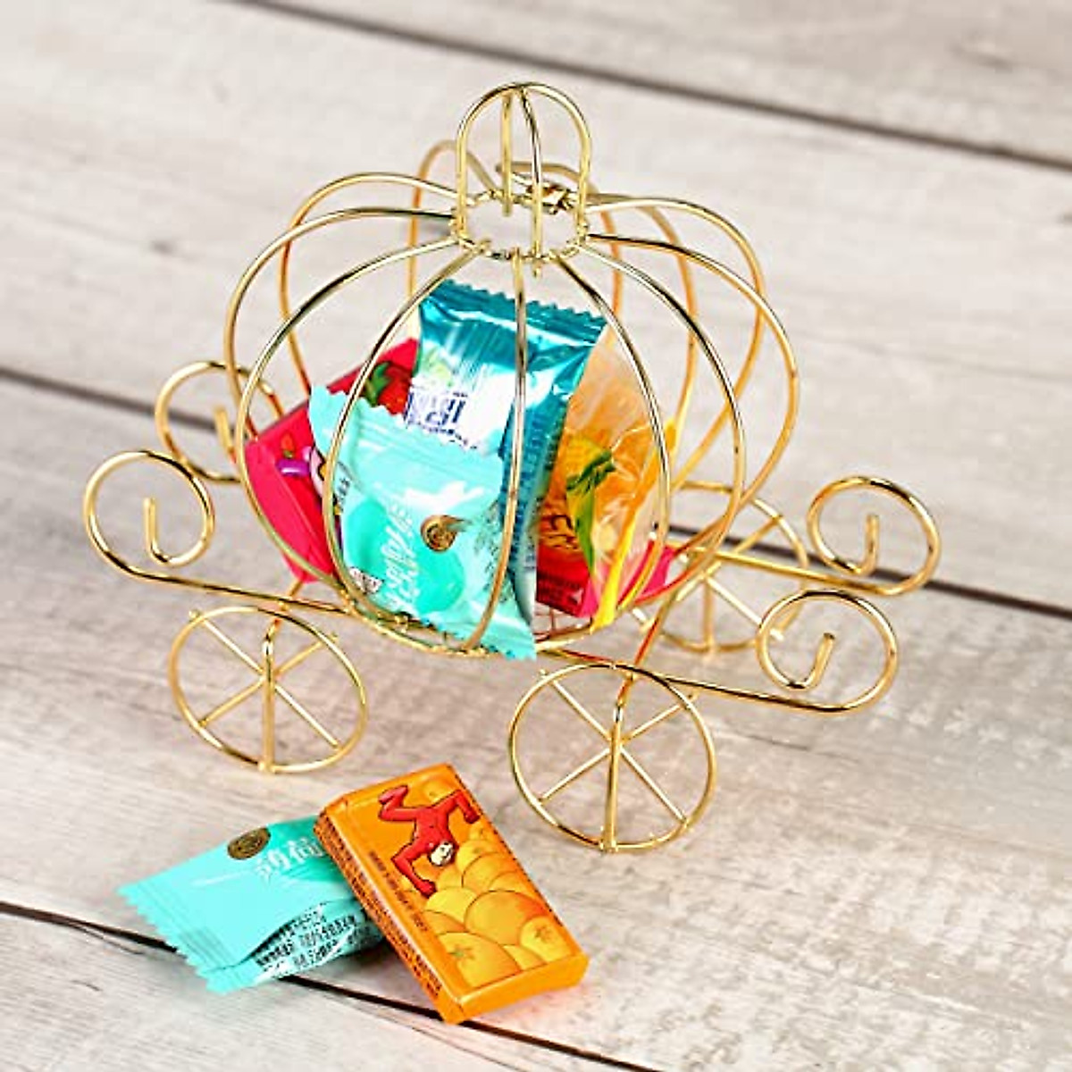 BinaryABC Cinderella Pumpkin Carriage Centerpiece Candy Holder Candy Cart Candy Container Tabletop Decoration for Halloween Wedding Party