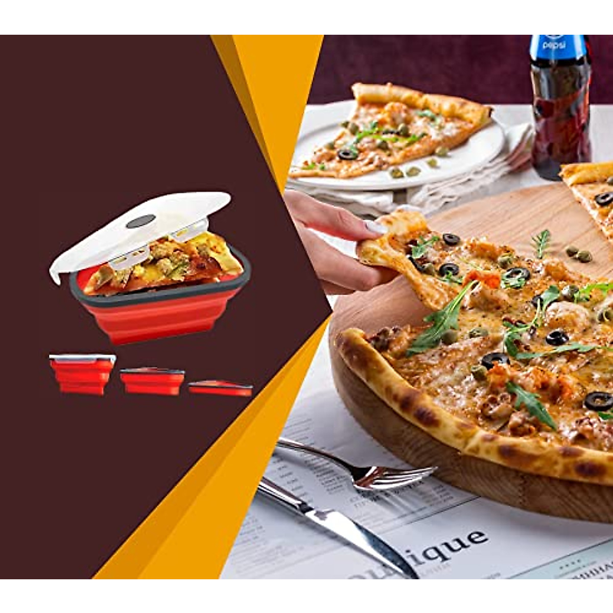 Pizza Storage Container with 5 Microwavable Serving Trays BeinCart