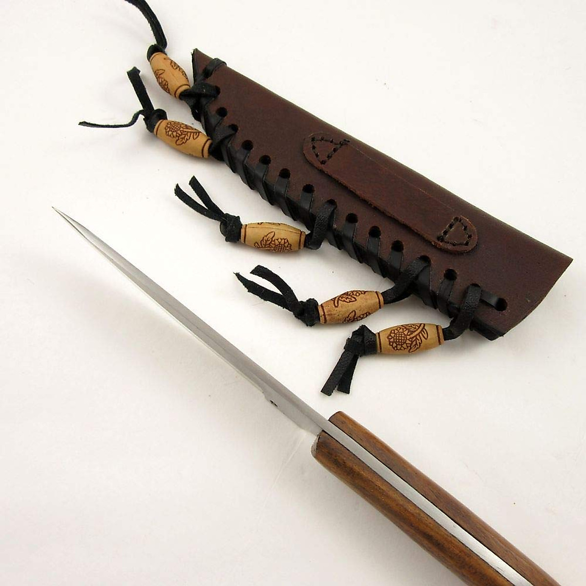 S.S. Fixed Knives 8.5" Native American Style Large Patch HUNTING Tactical Sharp Blade Military Knife with Leather Sheath