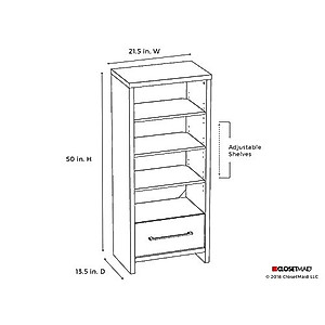 ClosetMaid 1651 Media Storage Tower Bookcase with Drawer, White