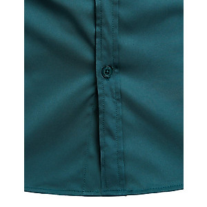 ZEROYAA Mens Hipster Solid Slim Fit Long Sleeve Mandarin Collar Dress Shirts ZLCL08 Teal Large