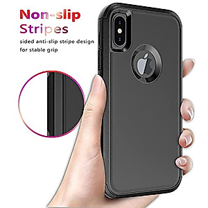 Diverbox for iPhone X Case/iPhone Xs Case [Shockproof] [Dropproof] [Tempered Glass Screen Protector ] Heavy Duty Protection Phone Case Cover for Apple iPhone X/XS (Black)