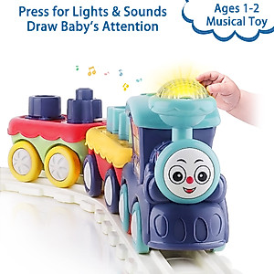 iPlay, iLearn Toddler Musical Train Set Toys, Kids First Electric Railway Tracks Playset, Baby Choo Choo Train W/Learning Blocks, Birthday Gifts for 12 18 Month 1 2 3 4 Year Old Boy Girl Infant Child
