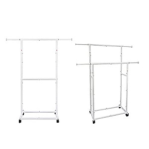 Fishat Double Rod Clothing Garment Rack White
