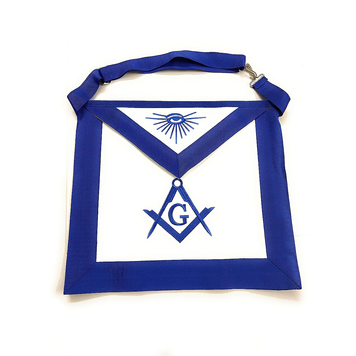 14Stars Masonic Regalia Past Master Mason Blue Lodge Apron Square Chain Collar and Compass Gloves with Lightweight Masonic Regalia Soft CaseApron Holder Set, White and Blue, One Size
