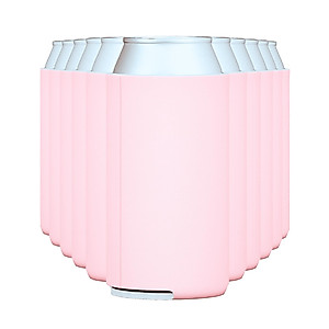 TahoeBay Slim Can Cooler Sleeves (12-Pack) Insulated Polyfoam, Scuba Knit Polyester Fabric Thermocoolers for 12oz Tall Skinny Beverage Cans - Blank Design, Ready for Printing (Blush)