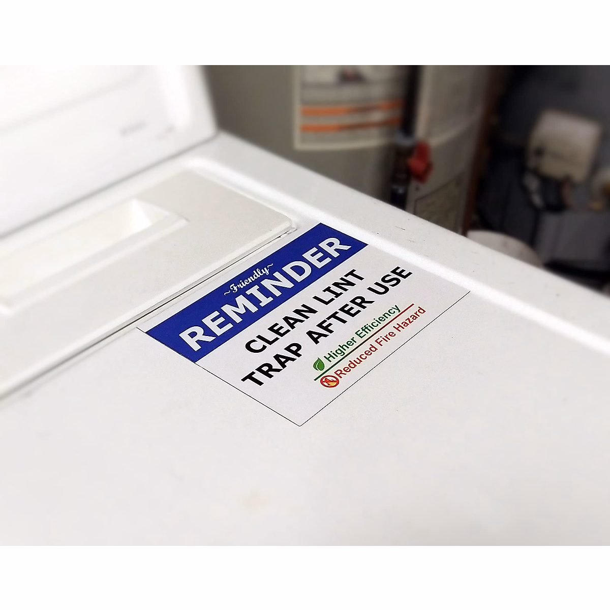 Dryer Sticker - Clean Lint Trap After Use Friendly Reminder Sign - 5 Pack