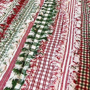 22 Merry Christmas Red and Green Homespun 100% Cotton Fabric 2.5" X 44" Precut Jelly Roll by JCS